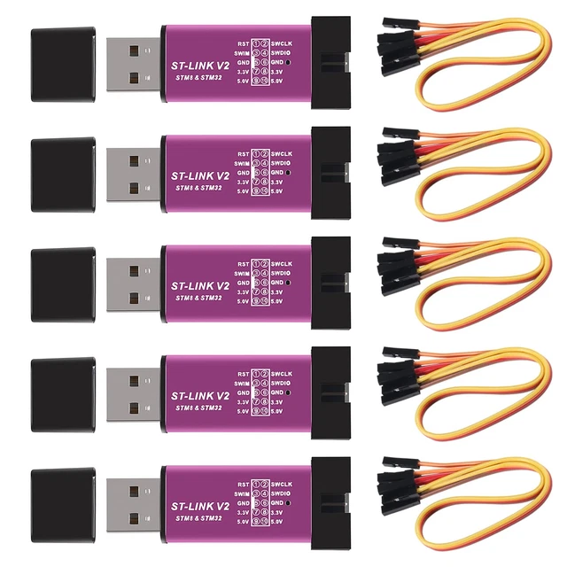 5-PACK ST-LINK V2 Programming Unit Mini STM8 STM32 Emulator with Cables ...