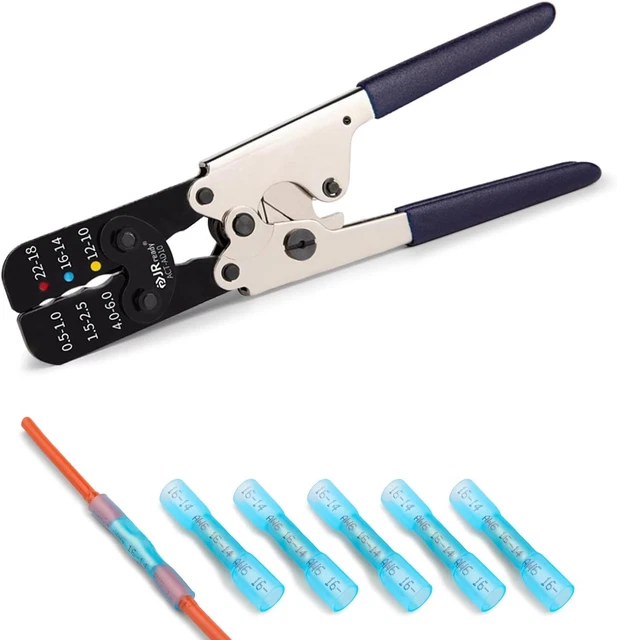 JRREADY CRIMPING TOOL for Heat Shrink Butt Connectors, Ratcheting ...