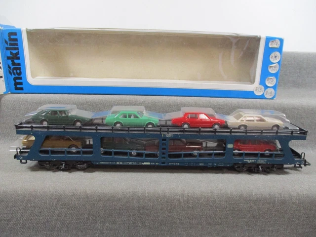 MÄRKLIN 4074 GÜTERWAGEN Autotransportwagen der DB mit 8 PKWs in OVP EUR ...