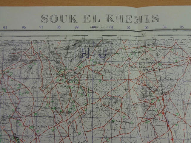 WW2 NORTH AFRICA CAMPAIGN MAP entitled "SOUK EL KHEMIS" (RAF SPITFIRE ...