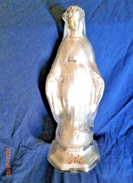 STATUE VIERGE COURONNÉE en verre églomisé. satiné Louis Philippe EUR 90 ...
