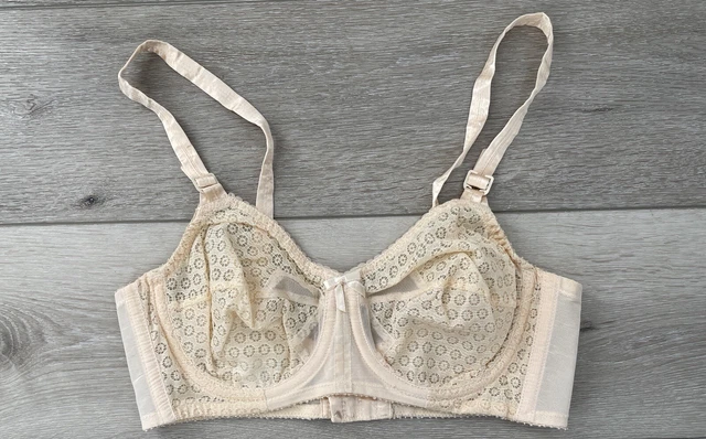 VTG BALI BULLET Bra 34C Sno-Flake Sheer Lace Unlined Seamed Pin Up ...