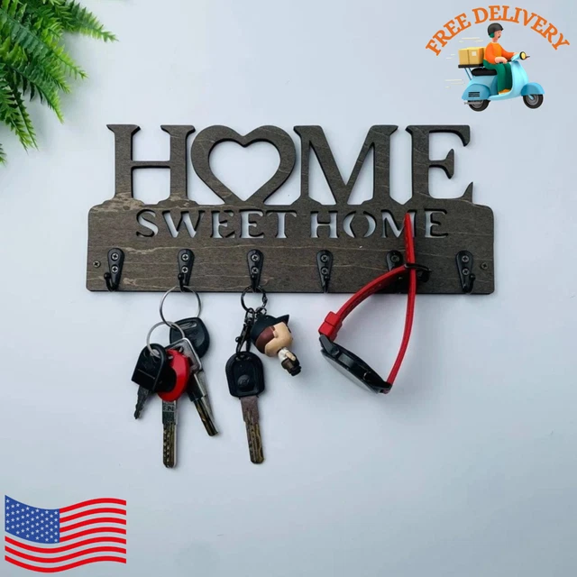 WALL MOUNTED KEY Holder Sweet Home Key Organizer Hanger Hook Rack For ...