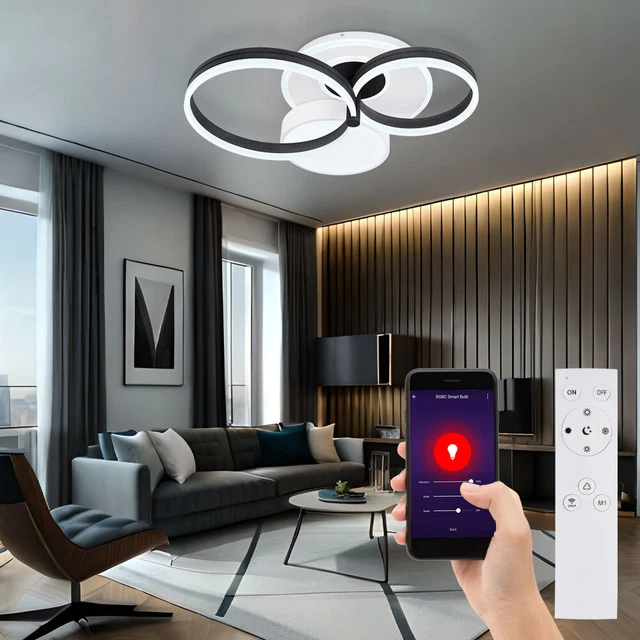 PLAFONNIER LAMPE DESIGN Smart LED Télécommande Intensité Variable App Tdc Blanc EUR 281,37 ...