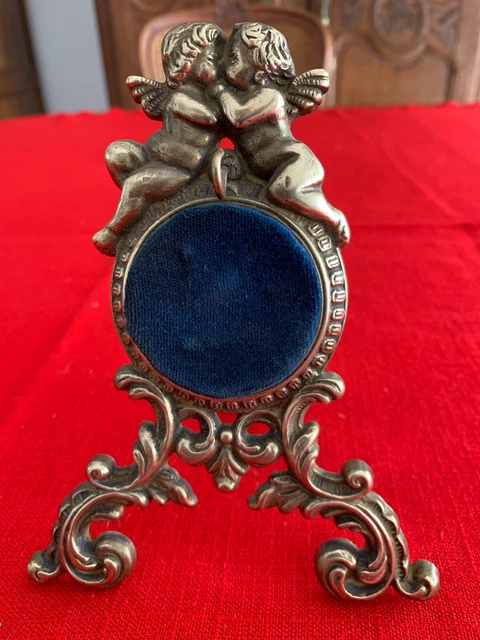 ANCIEN PORTE MONTRE gousset Bronze surmonté de 2 petits anges et anneau ...