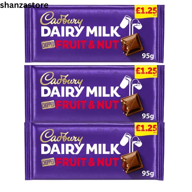 CADBURY DAIRY MILK Fruit and Nut Chocolate Bar, 95g (pack Of 3 ) BBE 23/06/2024 £5.49 - PicClick UK
