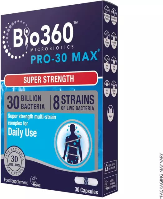 BIO360 PRO-30 MAX 30 Billion Bacteria, from Natures Aid, 30 Capsules £ ...