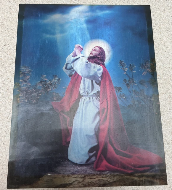 VINTAGE JESUS PRAYING In The Garden Of Gethsemane 3D Lenticular Picture ...