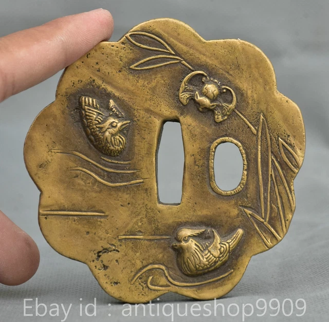 3.2& RARE OLD Chinese Copper Dynasty Fish Mandarin Duck Belt Waist ...