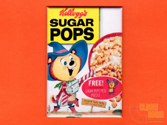 SUGAR CORN POPS 60's cereal box art 2x3" fridge/locker magnet Kelloggs ...