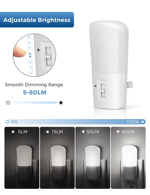 L LOHAS LED Dimmable Night Light[2 Pack], Plug in Night Light with Dusk ...