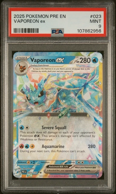 2025 POKEMON PRE En-Prismatic Evolutions #023 Vaporeon Ex Psa 9 £0.77 ...