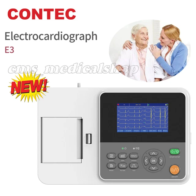 ECG PORTABLE CONTEC E3 ECG/EKG électrocardiogramme machine ECG, 12-Lead ...