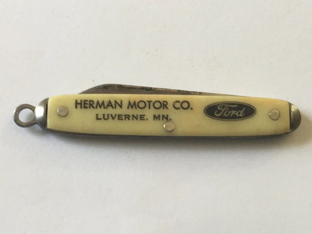 VINTAGE HERMAN FORD Motor Co. Luverne MN Keychain Pocket Knife ...