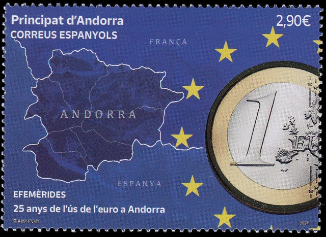 ANDORRE ESPAGNOLE 559 2024 Éphémérides 25 Ans De L'Euro En Andorre MNH ...