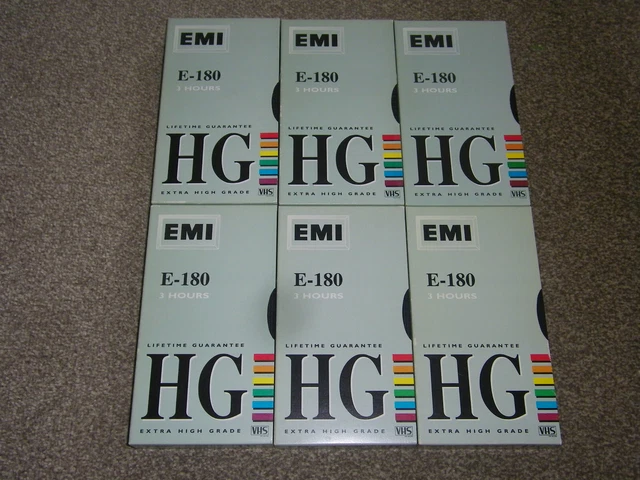 6 X EMI HG E180 3 Hour VHS Video Tapes Cassettes - Quality Brand £9.00 ...