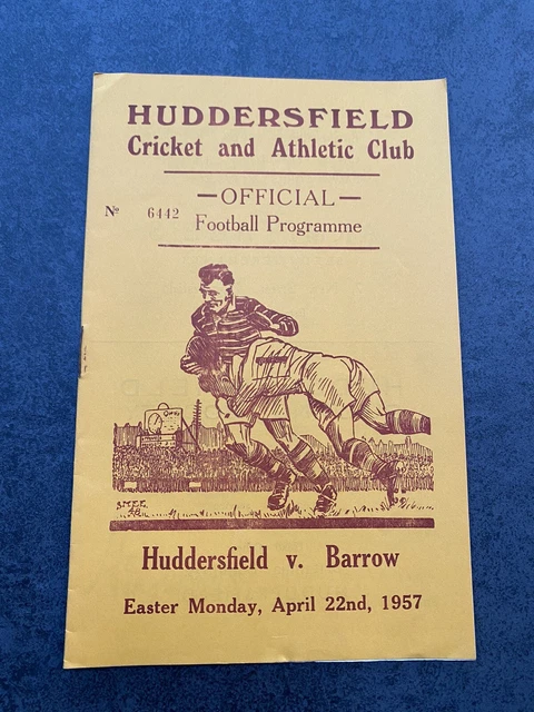 1956/57 RUGBY LEAGUE Programme Huddersfield V Barrow Yorkshire England ...