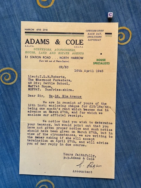 ORIGINAL BRITISH ARMY Sherwood Foresters Letter , Wartime Ww2 1945 EUR ...