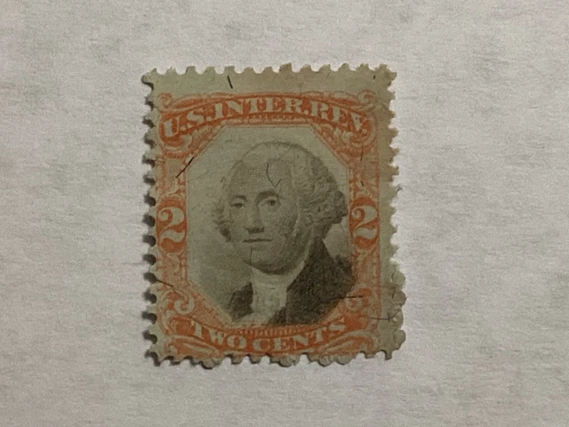 GEORGE WASHINGTON 2C Stamp - 1875 USA Stamp - 2c Orange US Inter.Rev ...