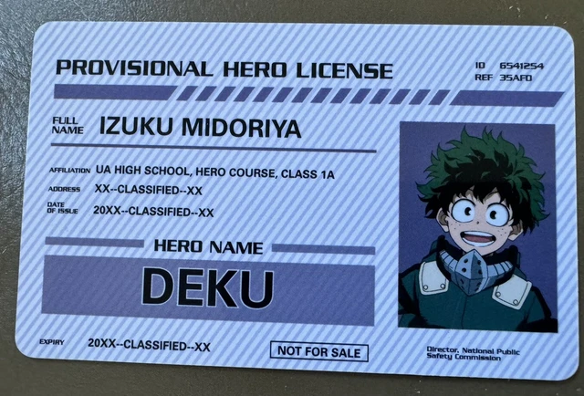 MY HERO ACADEMIA Provisional Hero License Official Card Deku Izuku ...