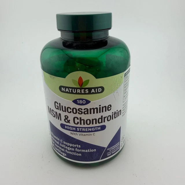 NATURES AID GLUCOSAMINE MSM Chondroitin 180 Tablets High Strength Exp ...