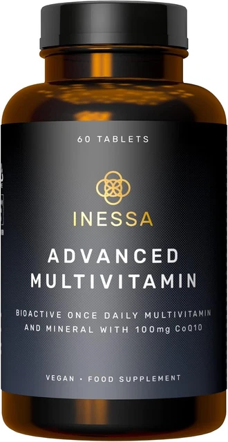 INESSA MULTIVITAMIN WITH CoQ10 100mg, Vitamin D3 2000 IU, K2 100mcg, B ...