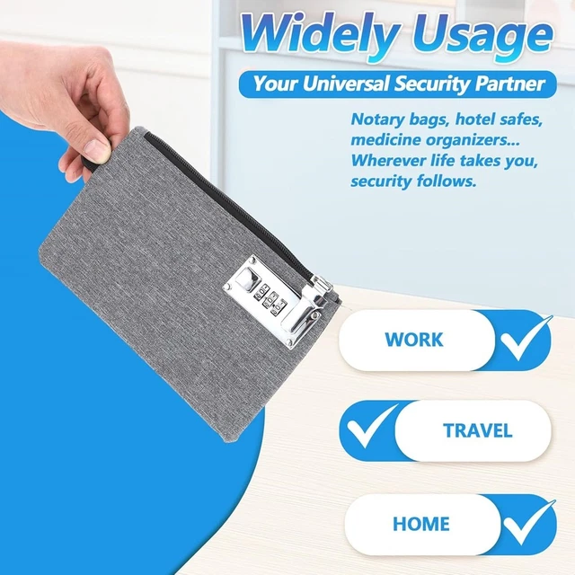 MONEY BAG WITH Lock, 5x8in Nylon Notary Bag with Lock, 3-Digit ...