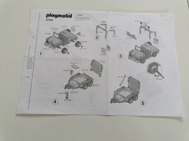 PLAYMOBIL 3754 NUR Bauplan Bauanleitung Beschreibung für Geländewagen # ...