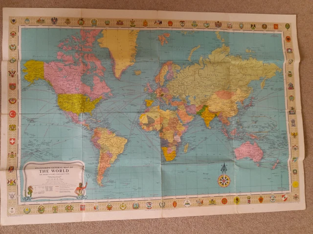 STANFORDS MAP OF THE WORLD, Sheet Map, 1968, George Philip & Son Map £5 ...