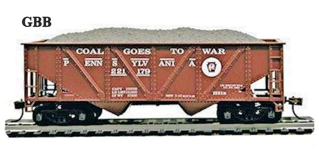 HO SCALE PENNSYLVANIA 36' HOPPER CAR with COAL LOAD MANTUA - Model ...