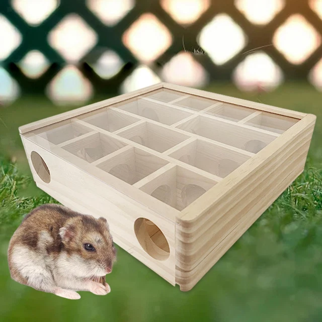 WOOD MAZE TOY Sand Box Hamster Room Multi Chamber Hide Hamster Digging ...