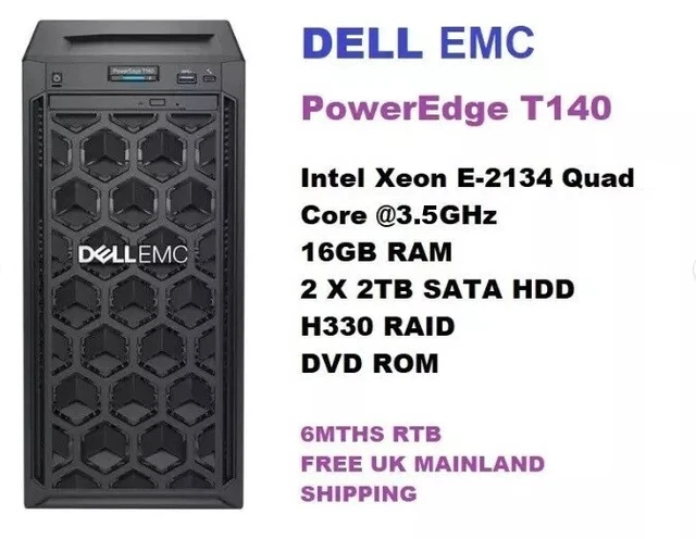 DELL EMC POWEREDGE T140 Tower Server E-2134 Quad 3.5GHz 16GB PERC H330 ...