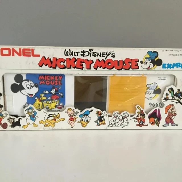 VINTAGE WALT DISNEY Lionel Mickey Mouse Express Train HiCube Box Car 6 ...