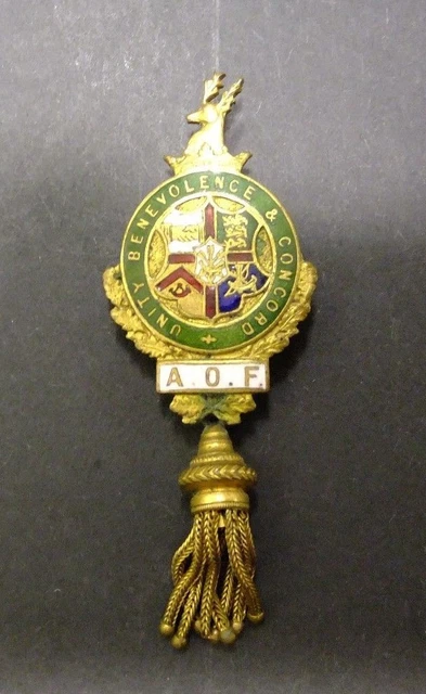 ANCIENT ORDER OF Foresters AOF Enamelled Badge Pin Unity Benevolence ...