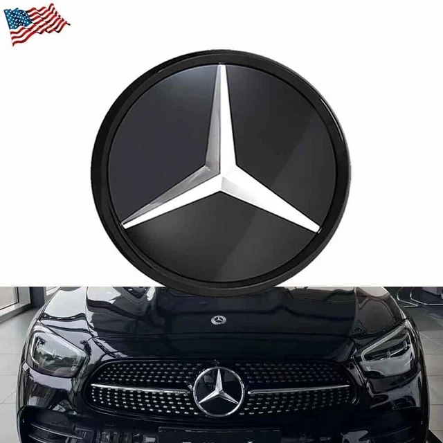 FRONT GRILLE STAR Mirror Emblem Black Logo For Mercedes Benz W205 A C E ...