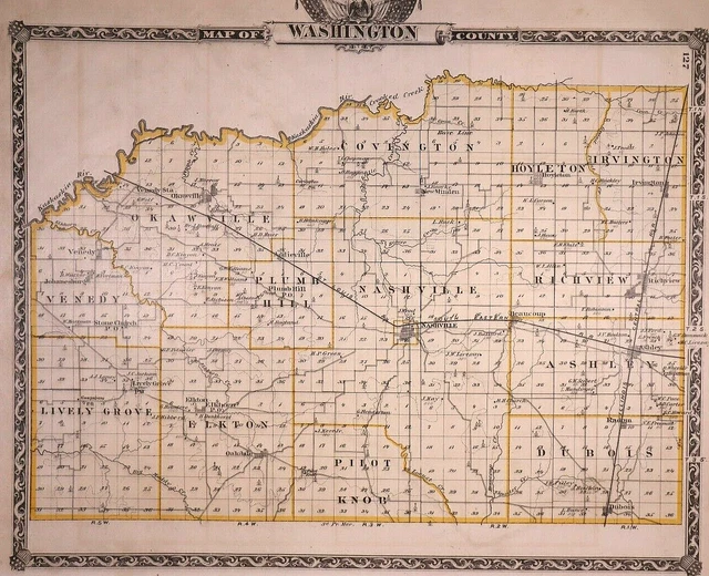 1876 PLAT ATLAS Map ~ St CLAIR Co.- BELLEVILLE, ILLINOIS / WASHINGTON ...