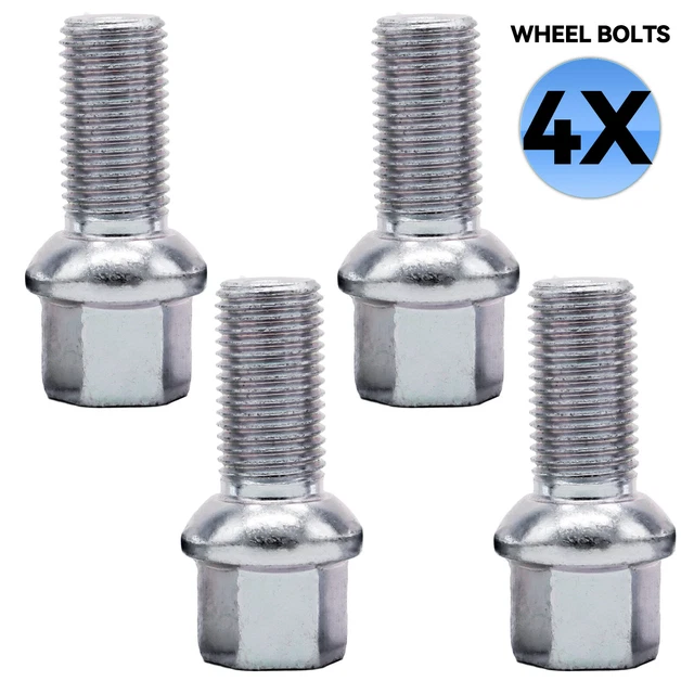4× CAR SILVER Wheel Lug Bolts WHT002437 For VW Volkswagen Bora Caddy ...