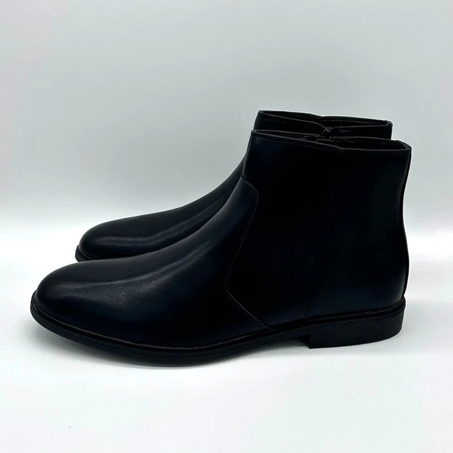 NEW ALFANI LIAM Side-Zip Boots Men's Black US 13M Leather Ankle Boots ...