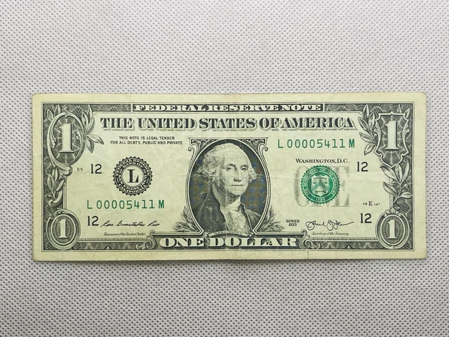 LOW SERIAL NUMBER Fancy Seris One Dollar Bill Four Digit L 00005411 M🍀 ...