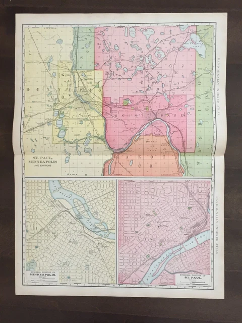 GRANDE 53.3CM X 71.1cm Colore Mappa Di St.Paul Mn- (1905) EUR 76,86 ...