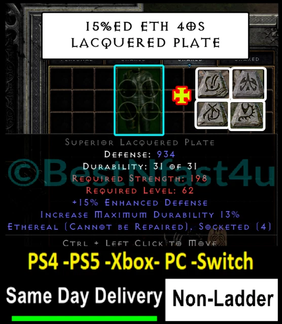 NL SC - Sacred Armor 3os 15% ED SA PC-XBOX-PS4-PS5-SWITCH Diablo 2 Res D2R NON £23.22 - PicClick UK