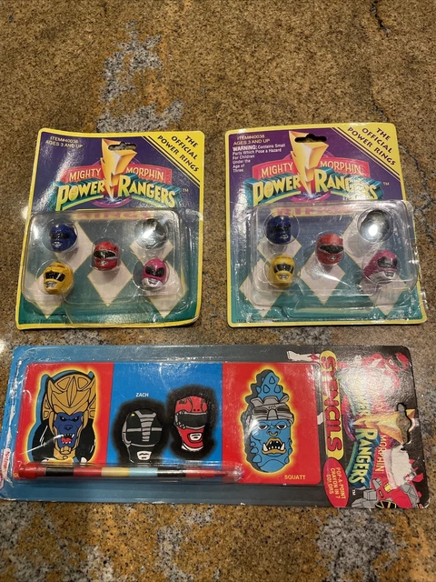 VINTAGE MIGHTY MORPHIN Power Rangers Kids Rings Set 1993 Saban ...