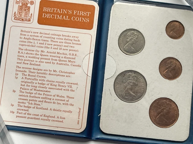 BRITAIN'S FIRST DECIMAL coin set, half penny to ten pence [29040] £8.99 ...