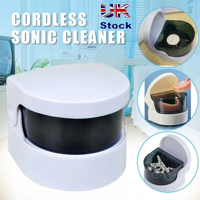 COMPACT CORDLESS SONIC Cleaner Ultrasonic Cleaner Bath Cordless Denture ...