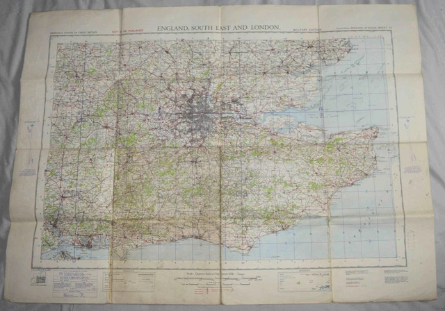 WW2 BRITISH MILITARY Map 1939, Ordnance Survey Quarter-Inch Sheet 12 ...