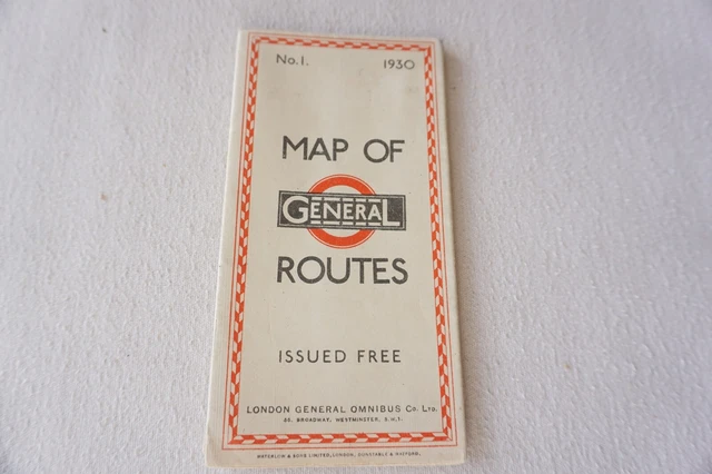 1930 NO. 1 Map of London General Bus Routes London Underground VGC £39. ...