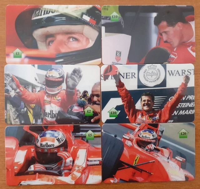 MICHAEL SCHUMACHER FORMULA 1 Motor Racing F1 Mix Of 6 Mint Phonecards £ ...