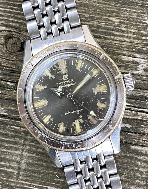 VINTAGE CYMA DIVINGSTAR 1950s Diver Autorotor Cal R.480 Steel 35mm EUR ...