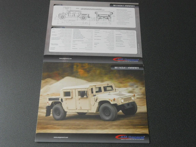 HUMMER HMMWV M1165A1 US army jeep véhicule militaire brochure catalogue ...