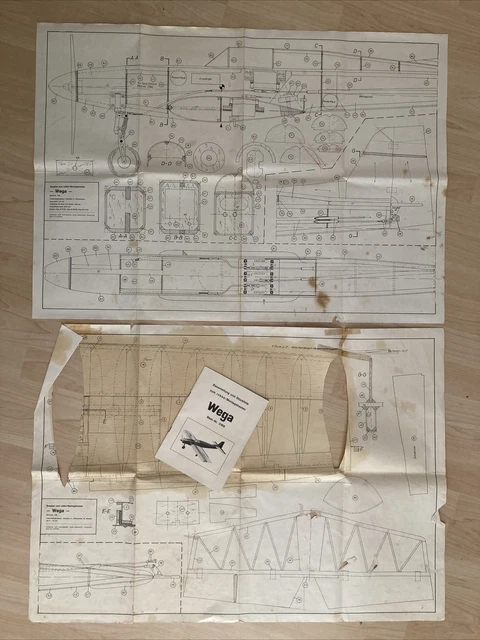 BAUPLAN BAUANLEITUNG MOTORFLUGMODELL Flugmodell Modell "Wega" Robbe ...